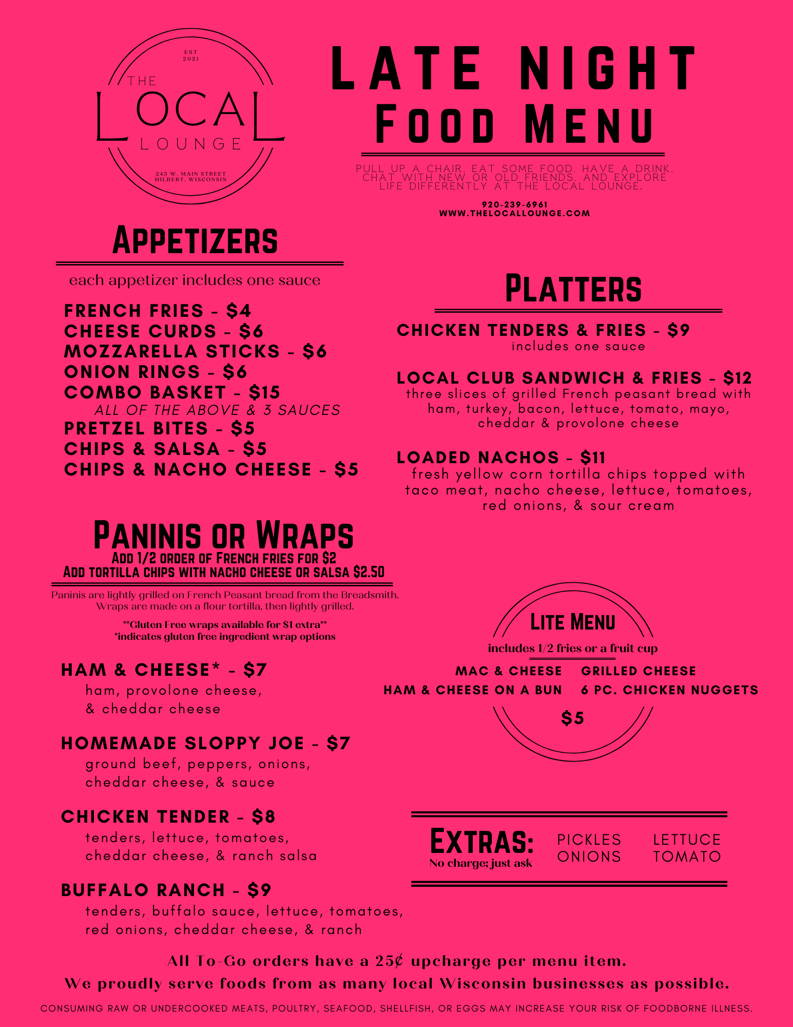 Menu – The Local Lounge