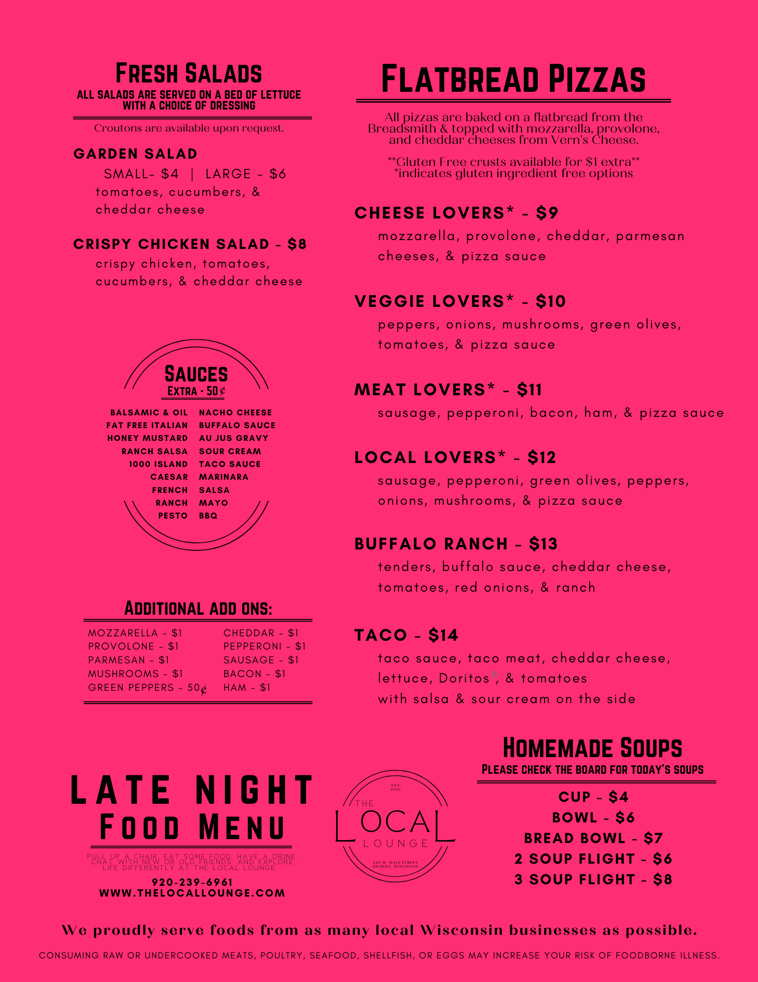 Menu – The Local Lounge