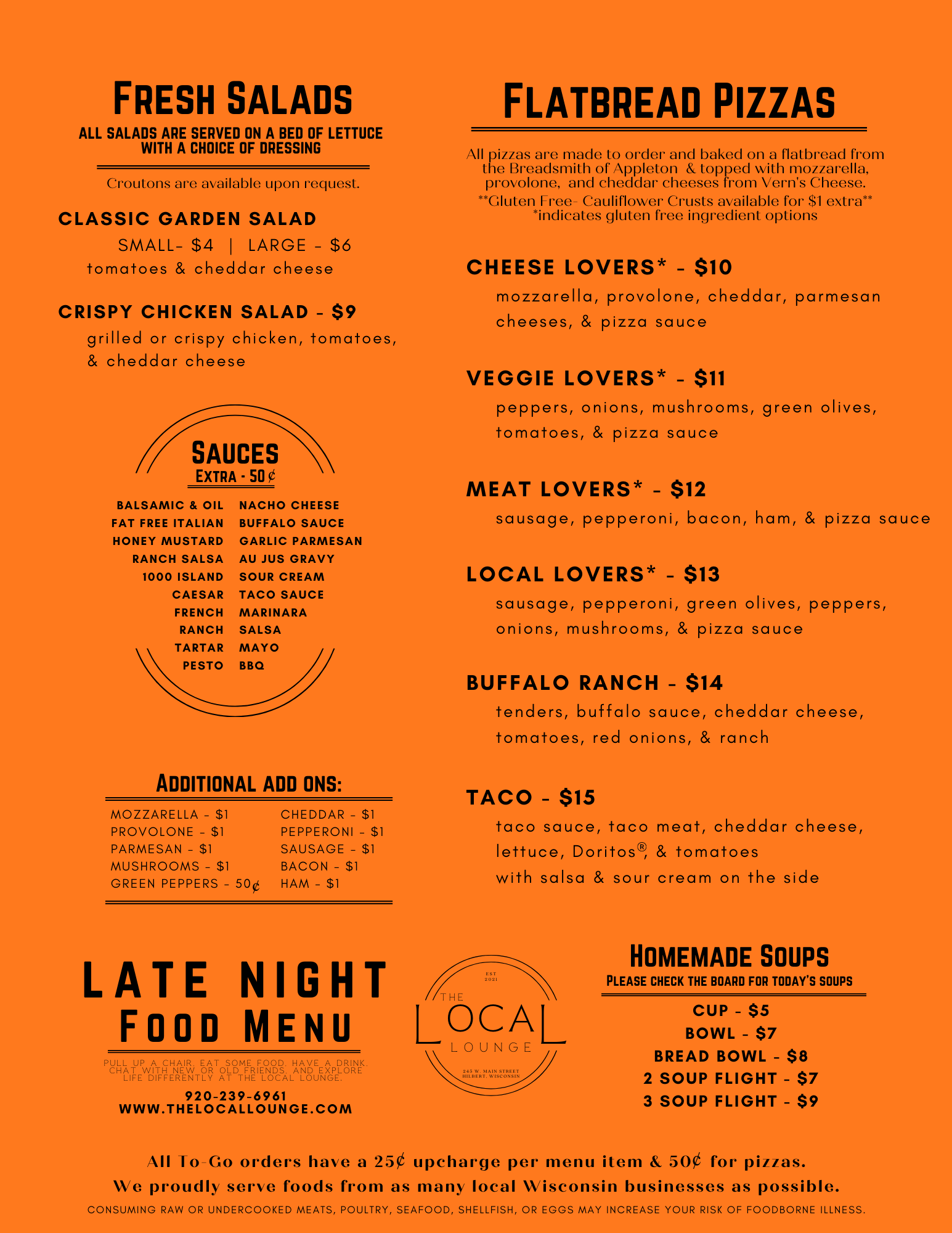 Menu – The Local Lounge