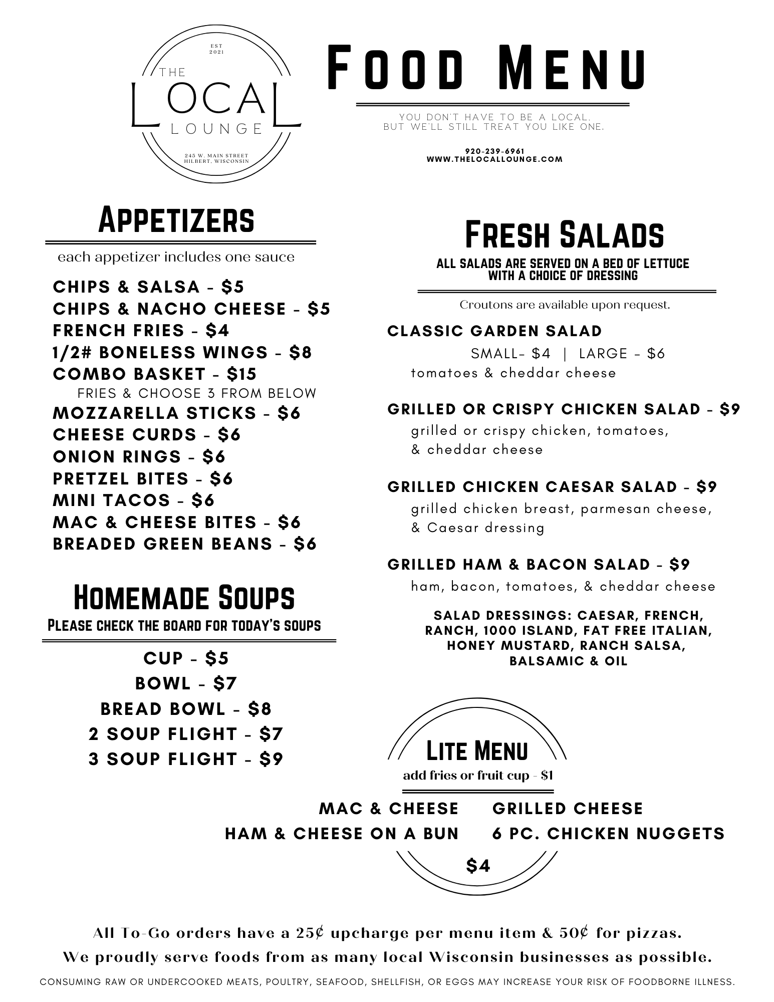 Menu – The Local Lounge