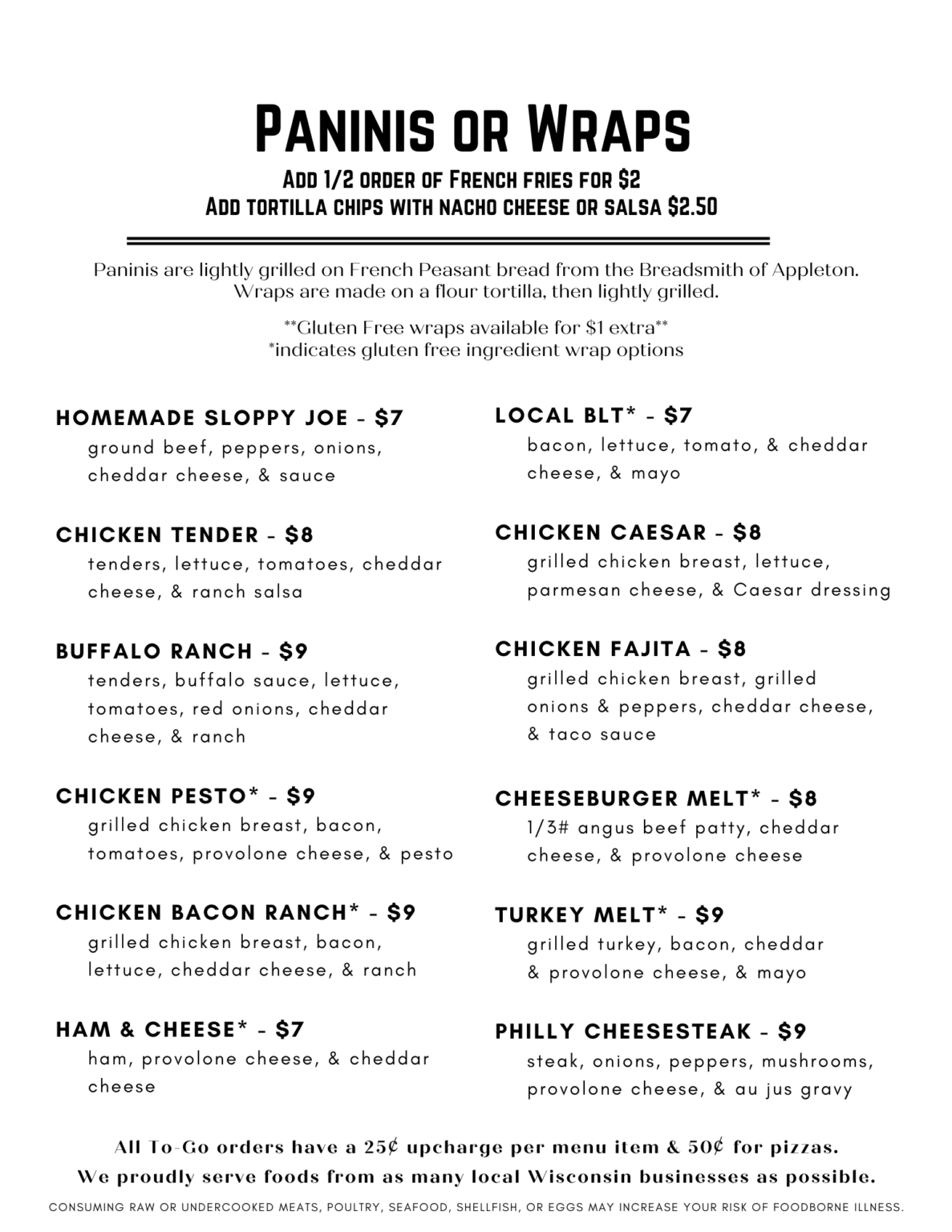 Menu – The Local Lounge