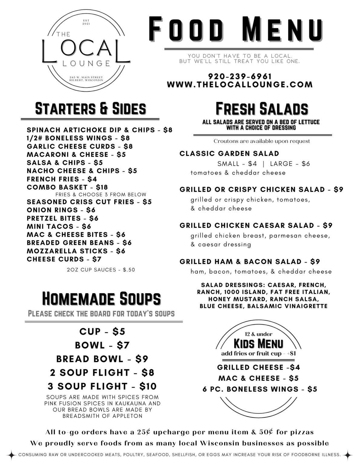 Menu – The Local Lounge