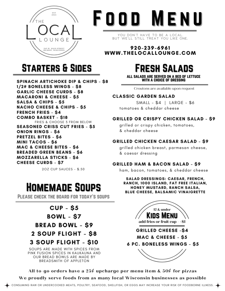 Menu – The Local Lounge