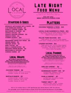 Menu – The Local Lounge