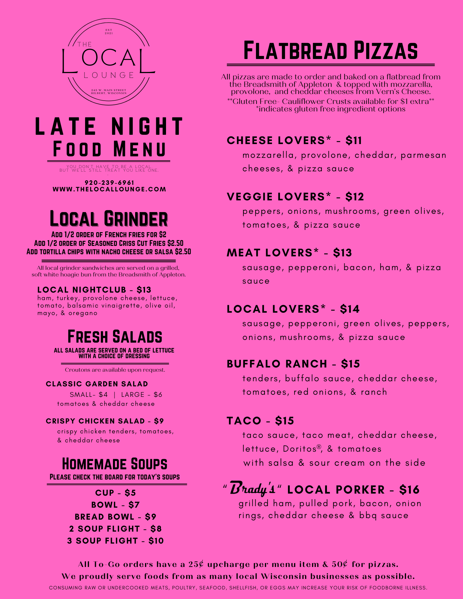 Menu – The Local Lounge